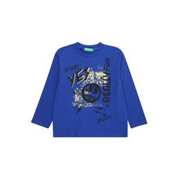 United Colors Of Benetton Shirt Jungen Größe 80 royalblau / pastellgelb / schwarz