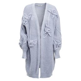Influencer Strickjacke Damen Größe S rauchblau