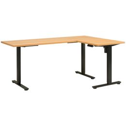 Mid.you Eckschreibtisch, Schwarz, Eiche, Metall, Holzwerkstoff, rechteckig, eckig, 120x74.5-119x180 cm, h&ouml;henverstellbar, Arbeitszimmer, Schreibtische, H&ouml;henverstellbare Schreibtische