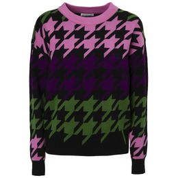 Influencer Pullover Damen Gr&ouml;&szlig;e L oliv / dunkellila / pink / schwarz