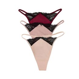 Trendyol String Damen Gr&ouml;&szlig;e L beige / altrosa / weinrot / schwarz
