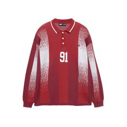 Pull&Bear Pull&Bear Pullover 'STWD' Herren Gr&ouml;&szlig;e XS rot / weinrot / wei&szlig;
