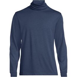 LANDS' END Super-T Rollkragenshirt, Classic Fit, Herren,  Blau, Baumwolle, by Lands' End