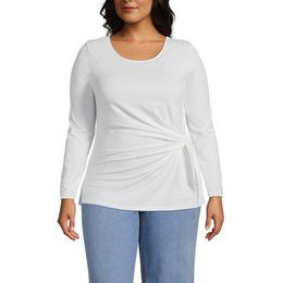 LANDS' END Langarmshirt mit Knotendetail aus Baumwolle/Modal-Mix, Damen,  Weiß, Elasthan/Polyester-Mischung, by Lands' End