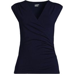 LANDS' END Leichtes Wickeltop aus Baumwolle/Modal-Mix, Damen,  Blau, Elasthan/Baumwoll-Mischung/Baumwolle Modal, by Lands' End