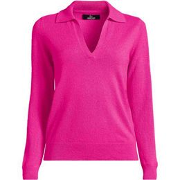 LANDS' END Relaxter Kaschmir-Pullover mit Polokragen, Damen,  Rot, Kaschmir, by Lands' End