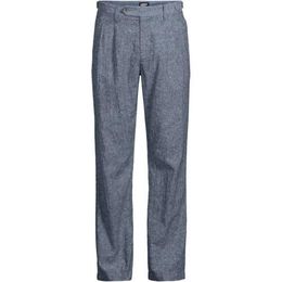 LANDS' END Leinenmix-Bundfaltenhose, Herren,  Blau, Leinen/Baumwoll-Mischung, by Lands' End
