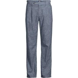 LANDS' END Leinenmix-Bundfaltenhose, Herren,  Blau, Leinen/Baumwoll-Mischung, by Lands' End