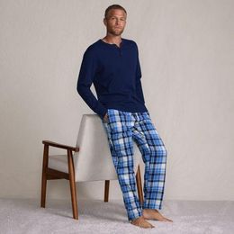 LANDS' END Flanell-Pyjamahose, Herren,  Blau, Baumwolle, by Lands' End