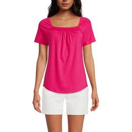 LANDS' END Baumwoll/Modal-Shirt mit gesmoktem Ausschnitt, Damen,  Pink, Baumwolle Modal, by Lands' End