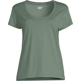 LANDS' END Supima® Shirt mit Ballettausschnitt und kurzen Ärmeln, Damen,  Grün, Baumwolle, by Lands' End