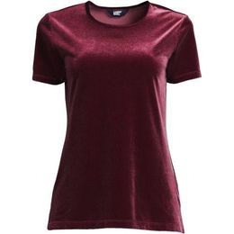 LANDS' END Samtshirt mit kurzen Ärmeln, Damen,  Rot, Polyester-Mischung, by Lands' End