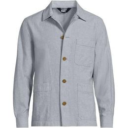 LANDS' END Hemdjacke aus Leinenmix, Herren,  Grau, Baumwolle/Leinen, by Lands' End
