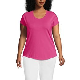 LANDS' END Shirt aus Baumwolle/Modal-Mix mit Ballett-Ausschnitt, Damen,  Pink, Baumwolle Modal, by Lands' End