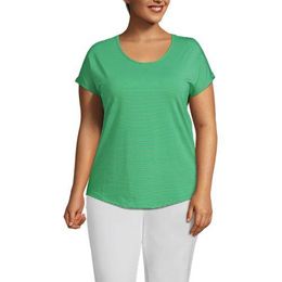 LANDS' END Shirt aus Baumwolle/Modal-Mix mit Ballett-Ausschnitt, Damen,  Grün, Baumwolle Modal, by Lands' End