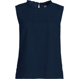 LANDS' END &Auml;rmelloses Top im Leinenmix, Damen,  Schwarz, Leinen/Viskose, by Lands' End
