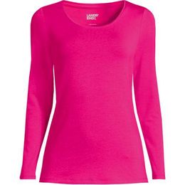 LANDS' END Baumwolle/Modal-Shirt mit Ballett-Ausschnitt, Damen,  Pink, Baumwolle Modal, by Lands' End