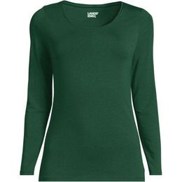 LANDS' END Baumwolle/Modal-Shirt mit Ballett-Ausschnitt, Damen,  Gr&uuml;n, Baumwolle Modal, by Lands' End