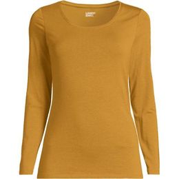 LANDS' END Baumwolle/Modal-Shirt mit Ballett-Ausschnitt, Damen,  Gelb, Baumwolle Modal, by Lands' End