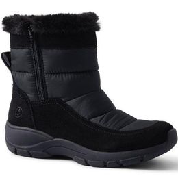 LANDS' END Halbhohe, isolierte Schneestiefel, Damen,  Schwarz, Polyester/Nylon/Gummi, by Lands' End
