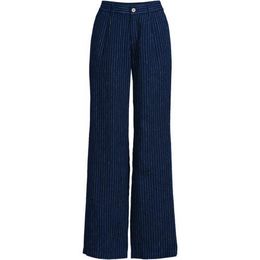 LANDS' END Leinenhose High Waist mit weitem Bein, Damen,  Blau, Leinen, by Lands' End