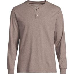 LANDS' END Super-T Langarm-Henleyshirt, Classic Fit, Herren,  Braun, Baumwolle, by Lands' End