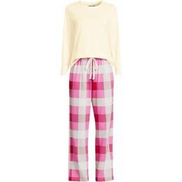 LANDS' END Gemustertes Jersey Pyjama-Set, Damen,  Rot, Elasthan/Baumwoll-Mischung, by Lands' End
