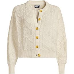 LANDS' END Zopfmuster-Cardigan DRIFTER, Damen,  Wei&szlig;, Baumwolle, by Lands' End