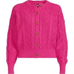 LANDS' END Zopfmuster-Cardigan DRIFTER, Damen,  Pink, Baumwolle, by Lands' End