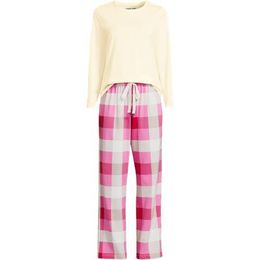 LANDS' END Gemustertes Jersey Pyjama-Set, Damen,  Rot, Elasthan/Baumwoll-Mischung, by Lands' End