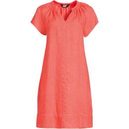 LANDS' END Leinenkleid mit Smok-Ausschnitt, Damen,  Orange, Leinen, by Lands' End