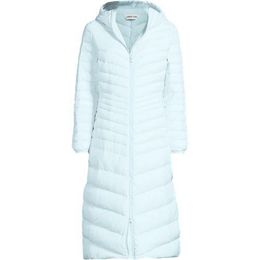 LANDS' END Ultraleichter Maxi-Daunenmantel mit Kapuze WANDERWEIGHT, Damen,  Blau, Nylon/Daunen, by Lands' End