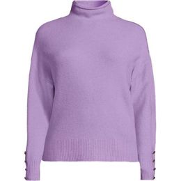 LANDS' END Softer Stehkragenpullover mit Ärmelknöpfen, Damen,  Lila, Polyacryl/Woll-Mischung/Nylon-Mischung, by Lands' End