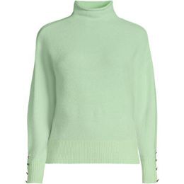 LANDS' END Soft Touch Stehkragenpullover mit &Auml;rmelkn&ouml;pfen, Damen,  Gr&uuml;n, Polyacryl/Woll-Mischung/Nylon-Mischung, by Lands' End