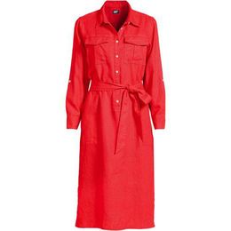 LANDS' END Midi-Hemdblusenkleid aus Leinen, Damen,  Orange, by Lands' End