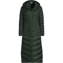 LANDS' END Ultraleichter Maxi-Daunenmantel mit Kapuze WANDERWEIGHT, Damen,  Grün, Nylon/Daunen, by Lands' End