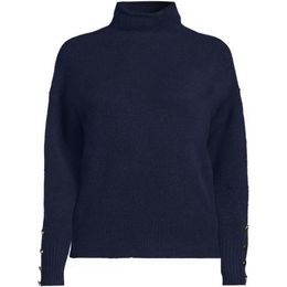 LANDS' END Softer Stehkragenpullover mit Ärmelknöpfen, Damen,  Blau, Polyacryl/Woll-Mischung/Nylon-Mischung, by Lands' End