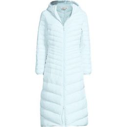 LANDS' END Ultraleichter Maxi-Daunenmantel mit Kapuze WANDERWEIGHT, Damen,  Blau, Nylon/Daunen, by Lands' End