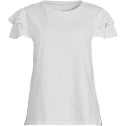 LANDS' END Baumwoll-Shirt mit verzierten &Auml;rmeln, Damen,  Wei&szlig;, Baumwolle, by Lands' End