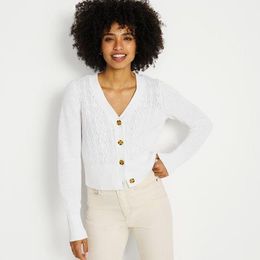 LANDS' END Cardigan aus Leinenmix, Damen,  Wei&szlig;, by Lands' End