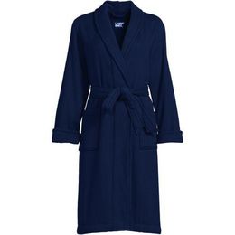 LANDS' END Knielanger Bademantel aus Baumwoll-Frottee, Damen,  Blau, Baumwolle, by Lands' End