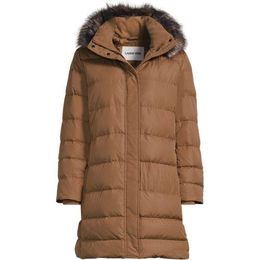 LANDS' END Daunenmantel mit Kapuze, Damen,  Beige, Polyester, by Lands' End