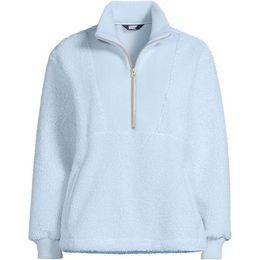 LANDS' END Teddy-Pullover mit Reißverschluss, Damen,  Blau, Polyester, by Lands' End