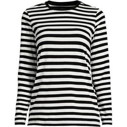 LANDS' END Supima-Shirt, Langarm, Damen,  Schwarz, Baumwolle, by Lands' End