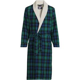 LANDS' END Flanell-Bademantel mit Teddyfutter, Herren,  Grün, Baumwolle, by Lands' End