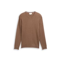 Tom Tailor Herren Strickpullover mit Kaschmir-Anteil, braun, Meliert, Gr. XXL