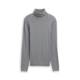 Tom Tailor Herren Rollkragenpullover mit Kaschmir-Anteil, grau, Meliert, Gr. XXL