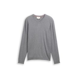 Tom Tailor Herren Strickpullover mit Kaschmir-Anteil, grau, Meliert, Gr. XXL