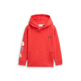 Tom Tailor Jungen Oversize Hoodie Sweatshirt, rot, Uni, Gr. 104/110