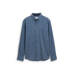 Tom Tailor Herren Regular Fit Soft-Touch Hemd in Melange-Optik, blau, Meliert, Gr. XXL